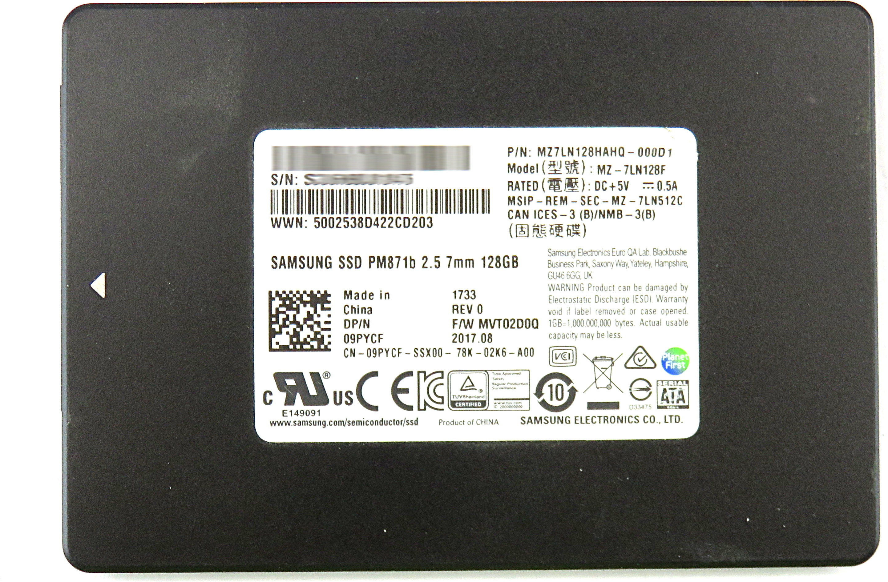 SSD Samsung PM871b 128GB 2.5" - MZ7LN128HAHQ