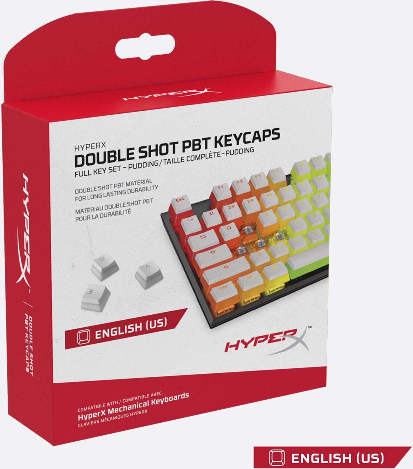 Капачки за механична клавиатура HyperX Pudding White Double Shot PBT ...