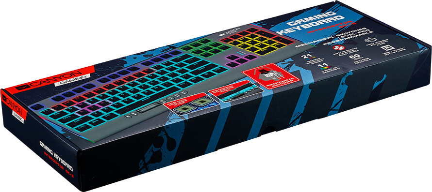 CANYON Wired multimedia gaming keyboard with lighting effect, 20pcs ...